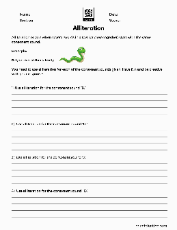 Alliteration Worksheety Worksheets – TheWorksheets.CoM – TheWorksheets.com
