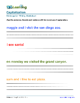 Capitalization Kindergarten Worksheets – TheWorksheets.CoM ...