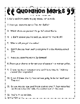 2nd Grade Quotation Marks Worksheets